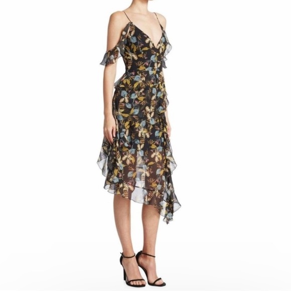 NICHOLAS | Dresses | Nwot Nicholas Midi Dress In Black Floral Print In ...